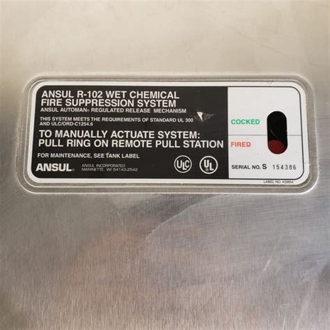 Ansul R-102 Wet Chemical Hood Fire Suppression System Cabinet w/ Mechanism | eBay