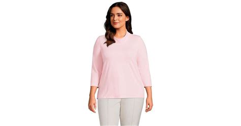 Lands End Plus Size 34 Sleeve Light Weight Jersey Cowl Neck Top In