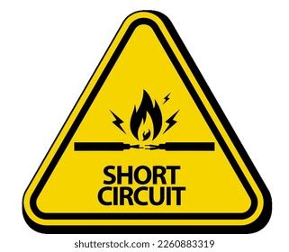 Warning Danger Sign Short Circuit Text Stock Vector Royalty Free