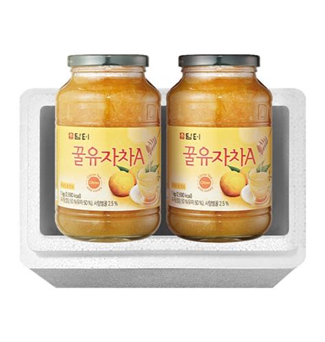 담터 꿀 유자차 A 1kg 2개 스티로폼 포장 티몬