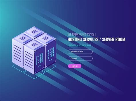 프로세싱 센터 서버 룸 랙 데이터 센터 개념 무료 벡터