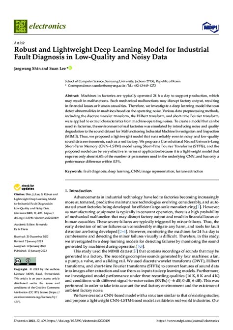 Pdf Robust And Lightweight Deep Learning Model For Industrial Fault Diagnosis In Low Quality