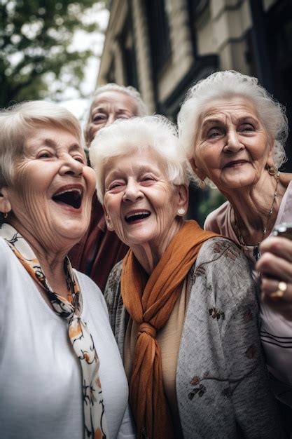 Premium Ai Image Shot Of A Group Of Seniors Taking Selfies Together