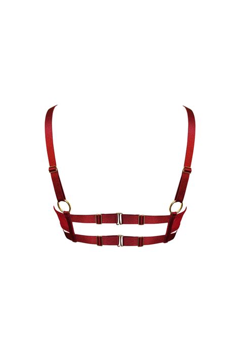 Bordelle Luxury Wireless Satin Ouvert Cupless Signature Shelf Bra Burnt Red