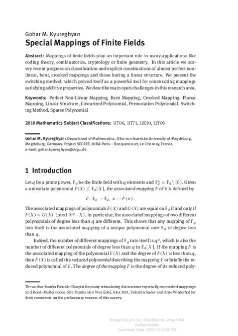 Pdf Finite Fields And Their Applications Character Sums And Polynomials