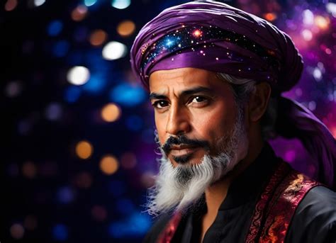 Premium Ai Image Sufi Man With Galaxycolored Hair Editorial Photography