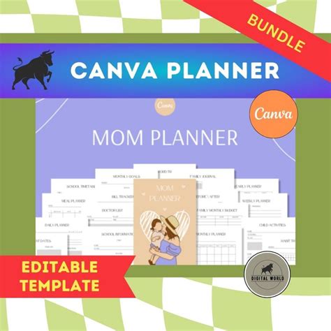 Canva Mommy Planner Mom Planner Canva Planner Template Editable
