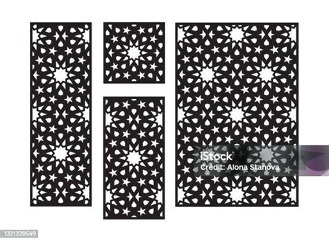 이슬람 아랍어 레이저 컷 패턴 장식 패널 화면 벽 레이저 절단을 위해 설정된 벡터 Cnc 패널입니다 내부 파티션 룸 디바이더 개인 정보 보호 울타리템플릿 울타리에 대한 스톡