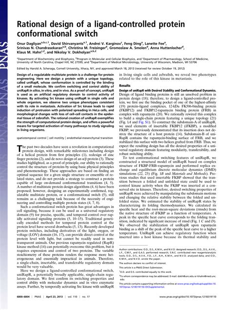 PDF Rational Design Of A Ligand Controlled Protein Conformational Switch