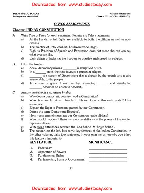 Cbse Class 8 Civics All Chapters Worksheet Pdf