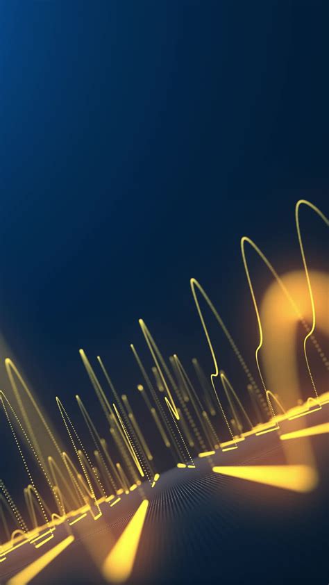 Vertical Video Glowing Gold Neon Oscillating Sine Waveforms Flowing