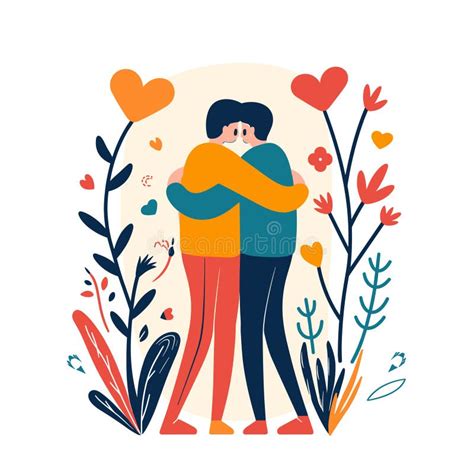 Dos Personajes Animados Abrazando Los Corazones De Las Plantas
