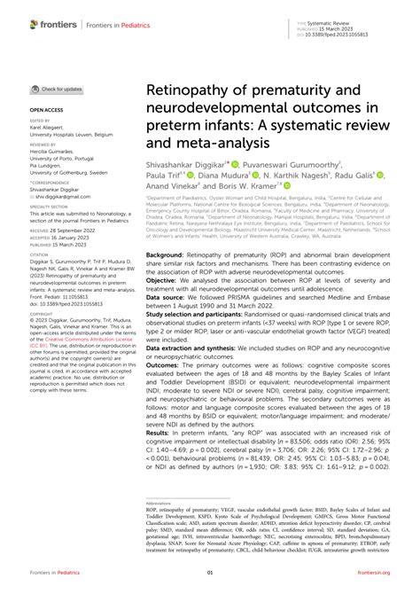 Pdf Retinopathy Of Prematurity And Neurodevelopmental Outcomes In Preterm Infants A