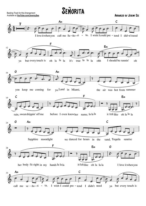 Senorita Pianokeyboards Backing Track
