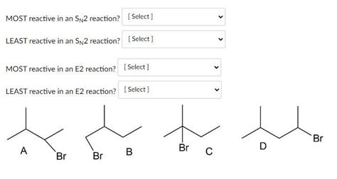 Solved MOST reactive in an SN2 reaction? [Select] LEAST | Chegg.com