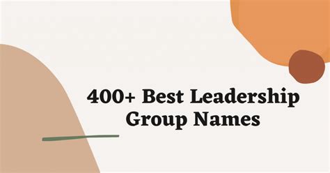 400 Cool Leadership Group Nombres Ideas Y Sugerencias NOMBRES DB