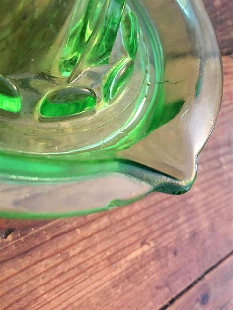 Green Depression Glass Juicervintage Vaseline Glass Counter Etsy