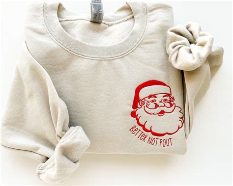 Christmas Embroidered Crewneck Sweatshirt Santa Sweater Unisex