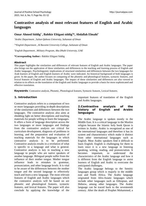 Pdf Contrastive Analysis Of Most Relevant Features Of English And