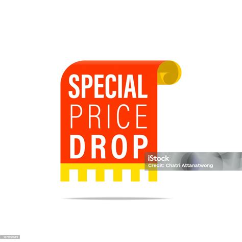 종이 스크롤 모양 특별 가격 드롭 프로모션 태그 포스터 벡터 아이콘 일러스트레이션 3차원 형태에 대한 스톡 벡터 아트 및 기타 이미지 3차원 형태 가격 고풍스런