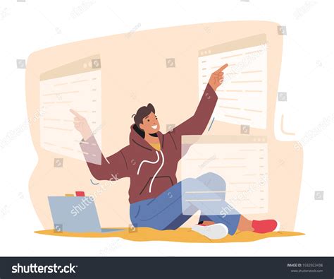 Man Programmer Gui Designer Character Working Stock Vector Royalty Free 1932923438 Shutterstock