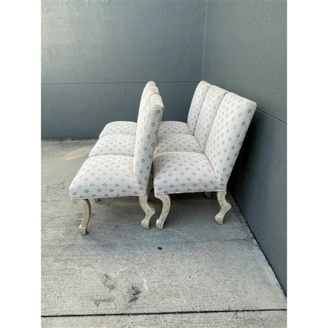 1970s John Dickinson Style Carved Wood Hoof Paw Dining Chairs Set Of