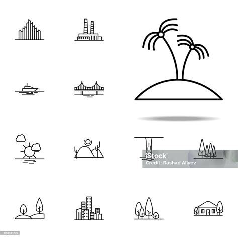 Oasis Simgesi Web Ve Mobil Için Evrensel Set Landspace Simgeleri Stok