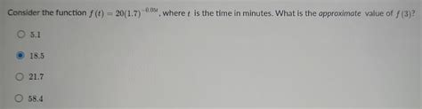 solved consider the function f t 20 1 7 0 05t where t is the time