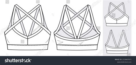 Girls Sports Bra Fashion Flat Sketch Stock Vector Royalty Free