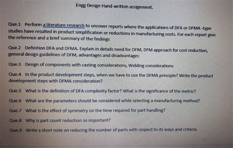 Solved Engg Design Hand Written Assignment Que1 Perform A