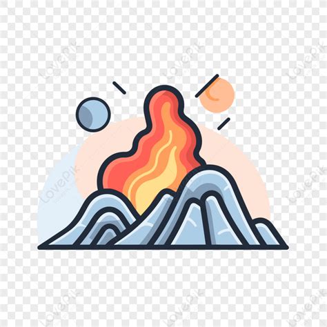 라인 플랫 화산 아이콘 벡터욱스ui개요 Png 일러스트 무료 다운로드 Lovepik