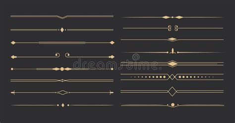 Text Devider Set Gold Line Minimal Separators Elegant Doodlle Borders