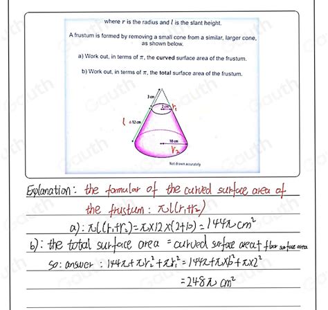 Solved Where R Is The Radius And Is The Slant Height A Frustum Is