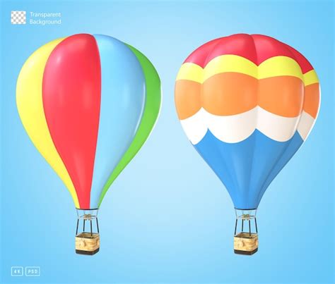 Premium Psd 3d Rendering Colorful Hot Air Balloons