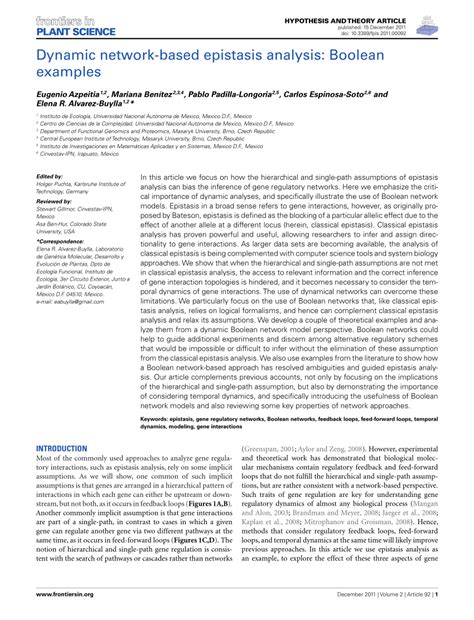 Pdf Dynamic Network Based Epistasis Analysis Boolean Examples