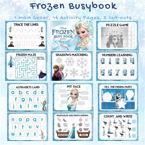 Printable Frozen Elsa Busy Book Quiet Book Printable Preschool Homeschool Activity Book