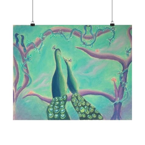 2 Peacocks Wall Art Premium Matte Horizontal Posters Etsy