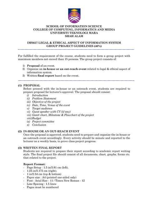 IMS Group Project Guidelines COLLEGE OF COMPUTING INFORMATICS AND MEDIA UNIVERSITI