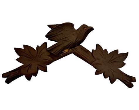 Vintage German Black Forest Cuckoo Clock Trim Topper Bird Glass Red Eye