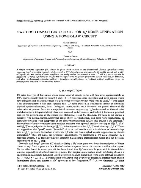 pdf switched capacitor circuit for 1 f noise generation using a power