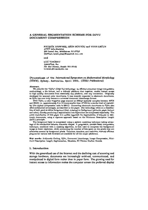 Pdf A General Segmentation Scheme For Djvu Document Compression
