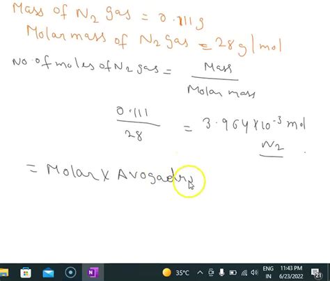 SOLVED Calculate The Number Of A Nitrogen Molecules Nz Molecules