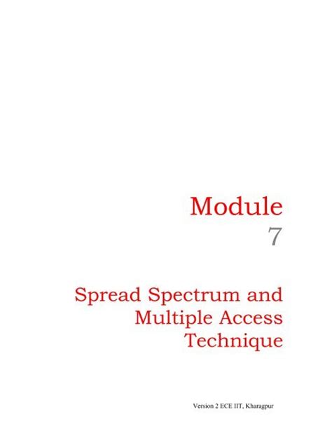 module 7 spread spectrum and multiple access techniques nptel