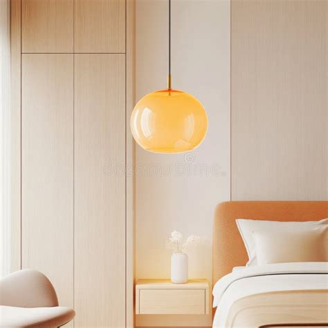 Modern Bedroom With Warm Orange Bubble Pendant Stock Image Image Of Pendant Bedroom 343270173