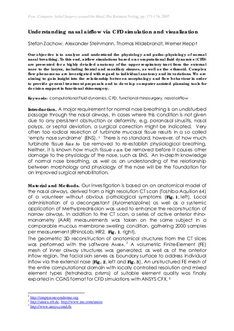 Pdf Understanding Nasal Airflow Via Cfd Simulation And Visualization