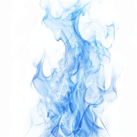 Abstract Blue Flame Smoke On White Background Premium Ai Generated Image