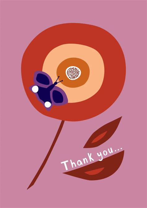 modern butterfly and flower thank you card thortful
