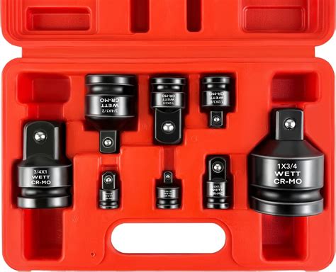 Wett Impact Socket Adapter And Reducer 8 Piece 1 3 4 1 4 3 8 1 2 Sae Drive Socket Adapter