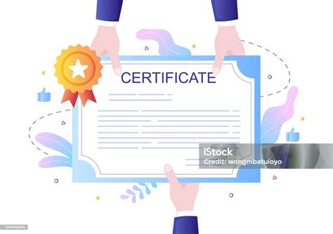 라이센스 배지 디플로마 및 웹사이트 포스터 또는 브로셔 배경 벡터 일러스트레이션의 메달이 있는 인증서 문서 아이콘 감탄에 대한 스톡 벡터 아트 및 기타 이미지 Istock