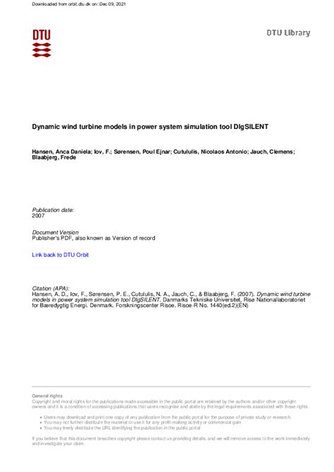 pdf dynamic wind turbine models in power system simulation tool digsilent